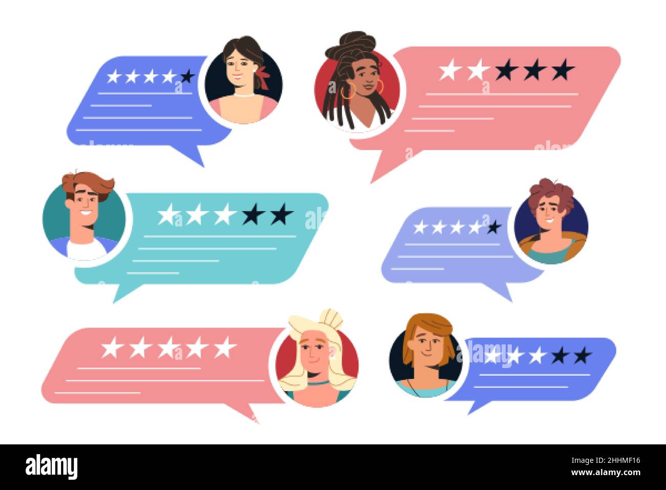 Customer feedback or opinions. Flat clients give online review, rate ...