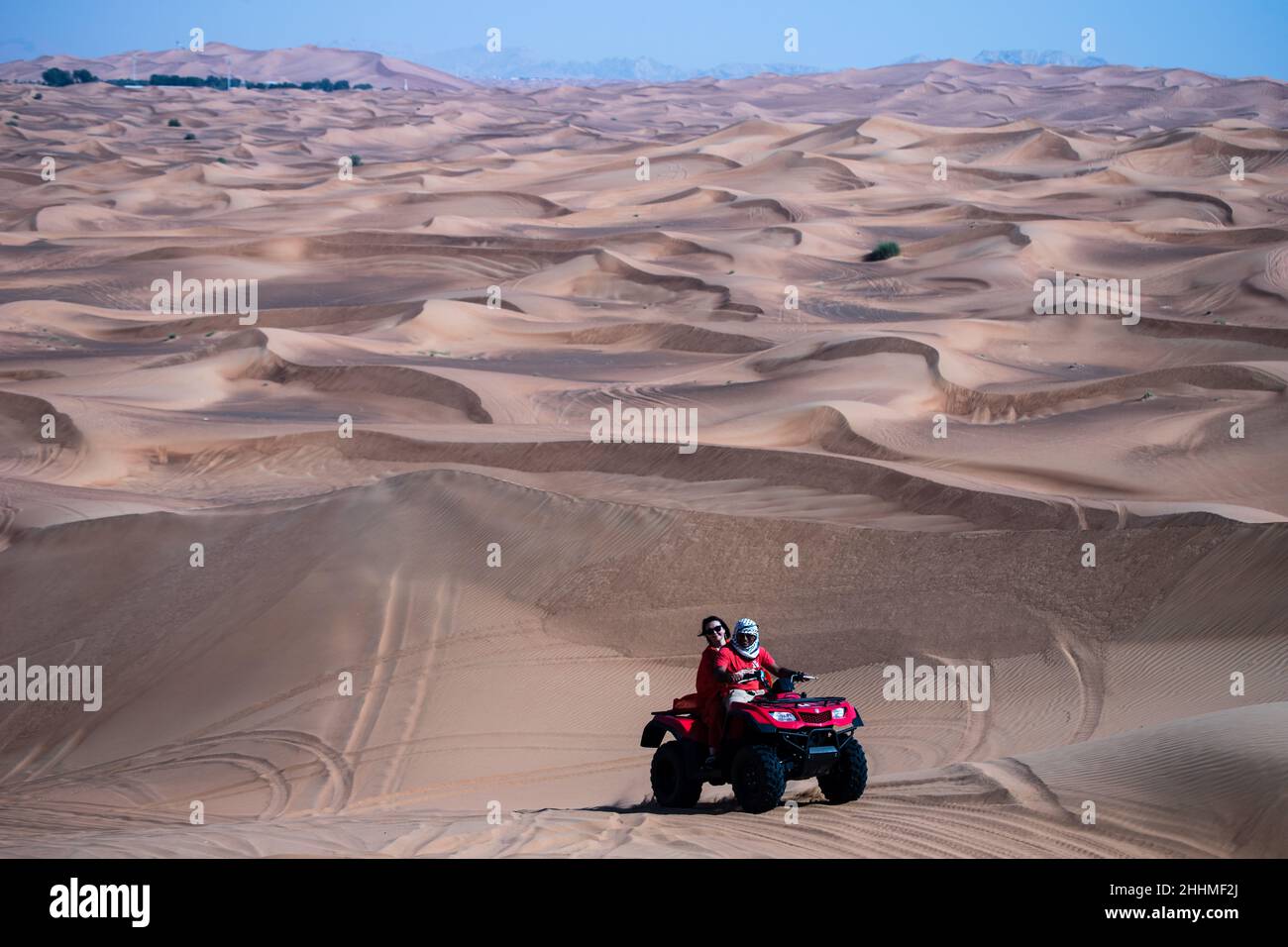 ATV Riding and Dune Bashing on a Desert Safari in Dubai, UAE Stock ...