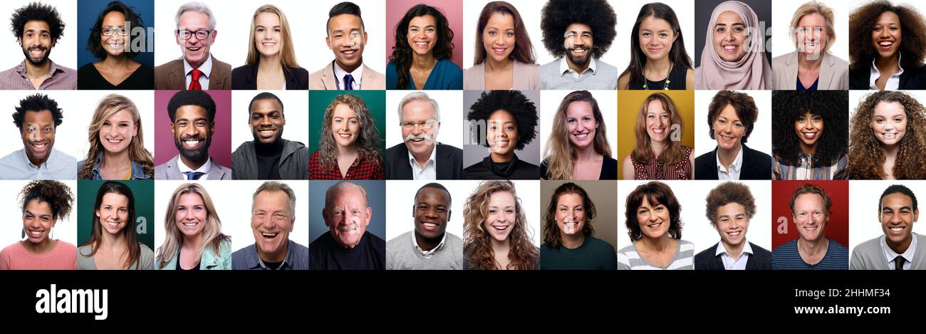 Group of people in a collage Stock Photo - Alamy