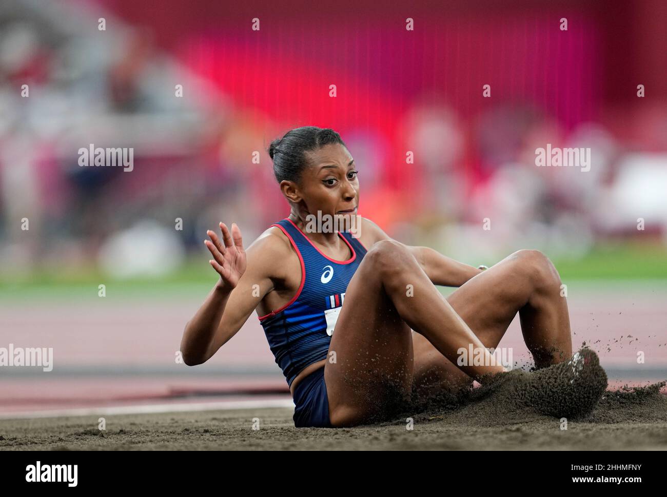 Rouguy Diallo competing in the Triple Jump at the 2020 Tokyo Olympics ...