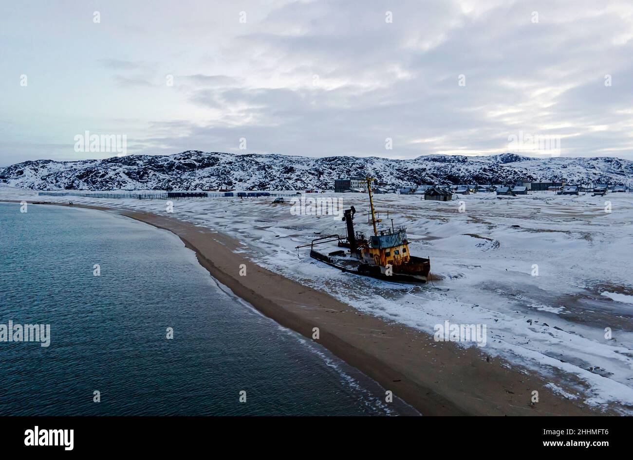 Cemetery of old ships in Teriberka Murmansk Russia, dramatic photo. top ...