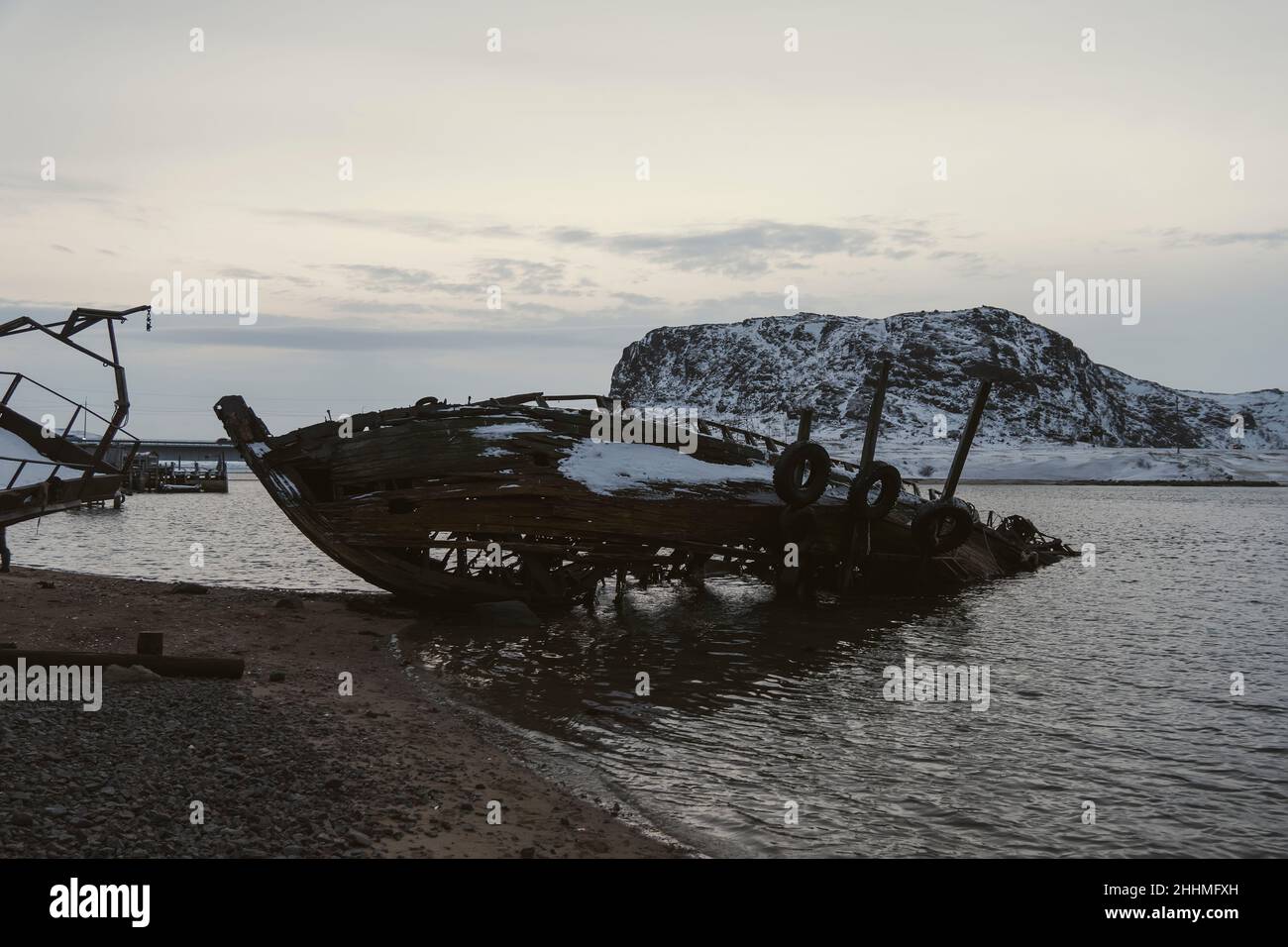 Cemetery of old ships in Teriberka Murmansk Russia, dramatic photo ...