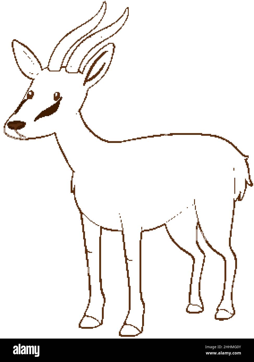 Antelope in doodle simple style on white background illustration Stock ...