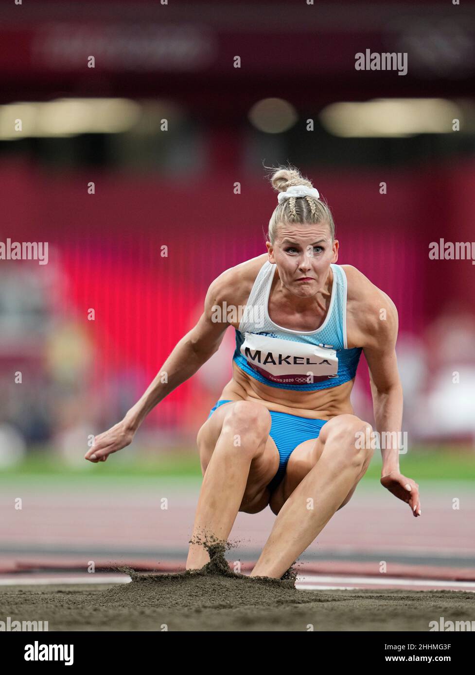 Kristina Makela competing in the Triple Jump at the 2020 Tokyo Olympics ...