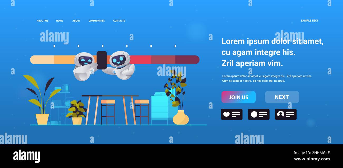 robots reducing stress level robotic characters struggling with arrow ...