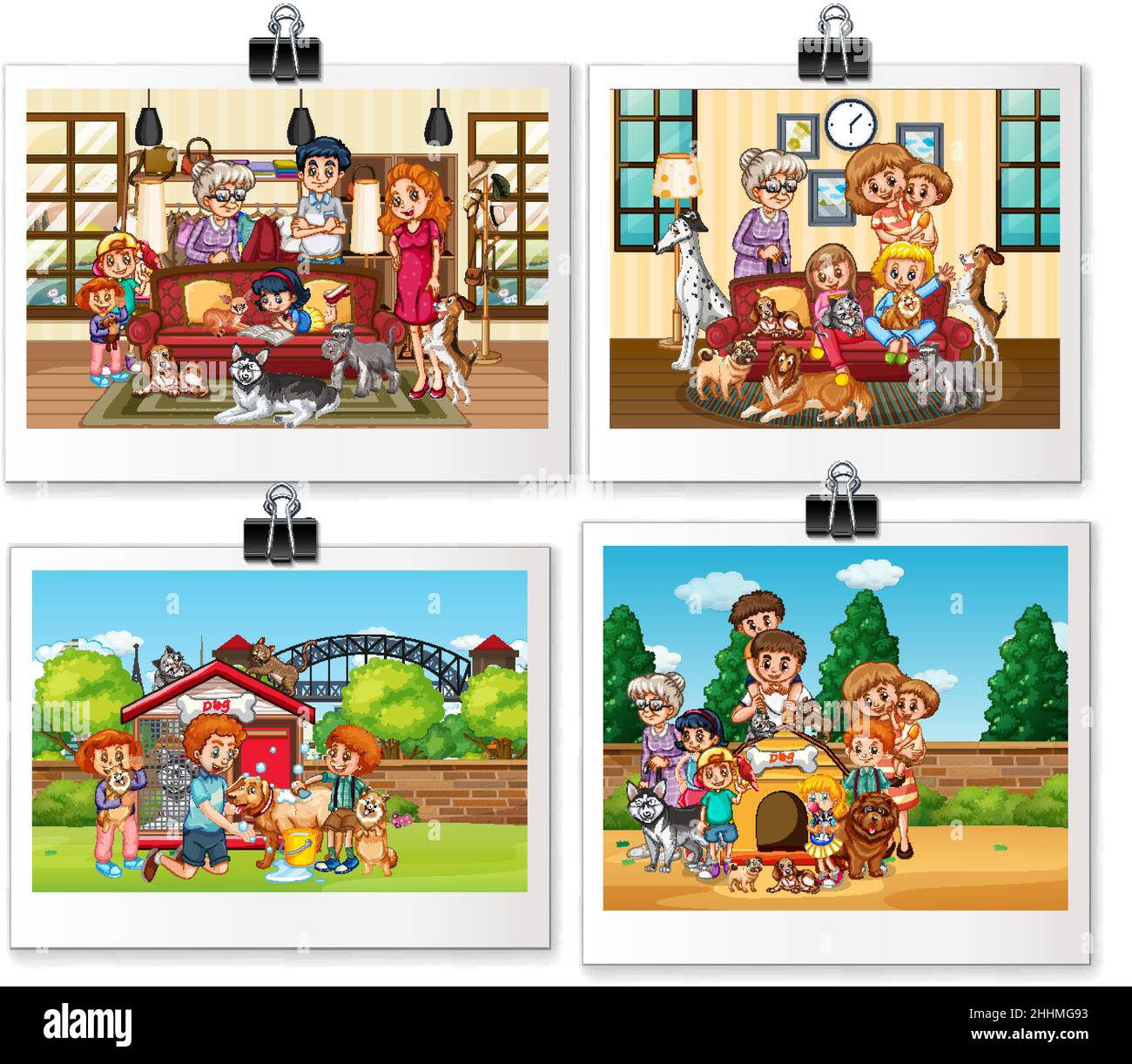 Set of family photos in cartoon style illustration Stock Vector Image ...