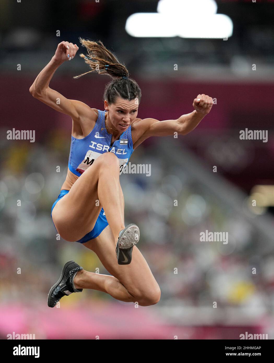 Hanna Minenko competing in the Triple Jump at the 2020 Tokyo Olympics ...