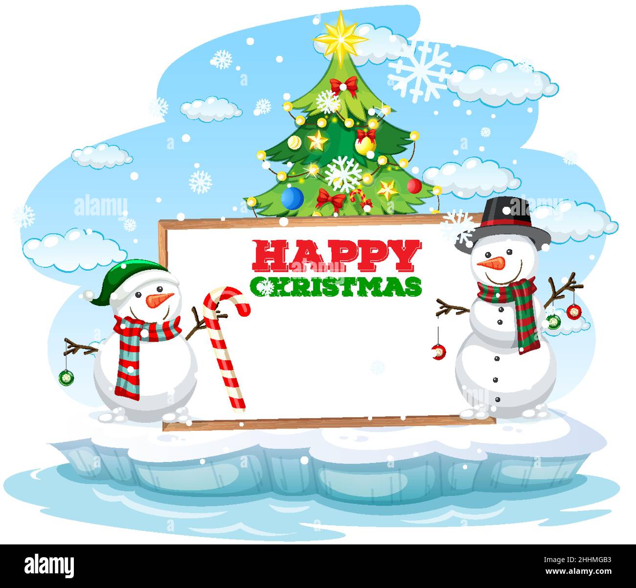 Empty banner with cute snowmans illustration Stock Vector Image & Art ...