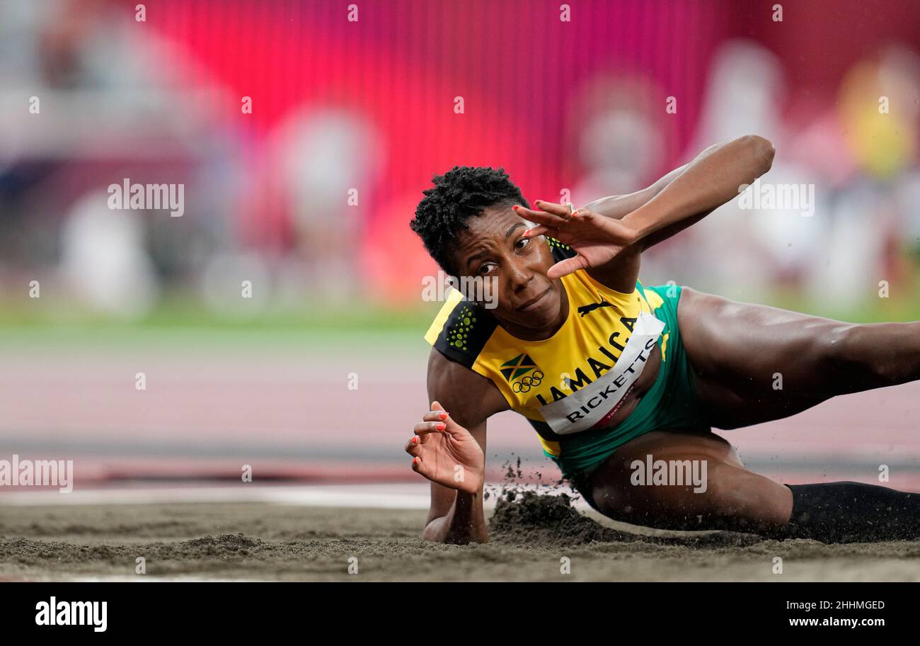 Shanieka Ricketts competing in the Triple Jump at the 2020 Tokyo ...