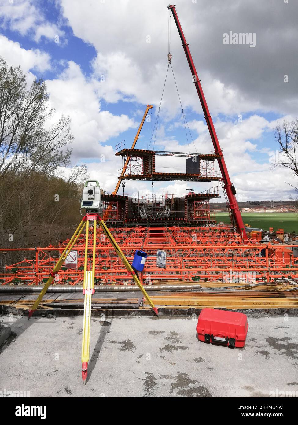 Topographic instrument to support the construction of a bridge during ...