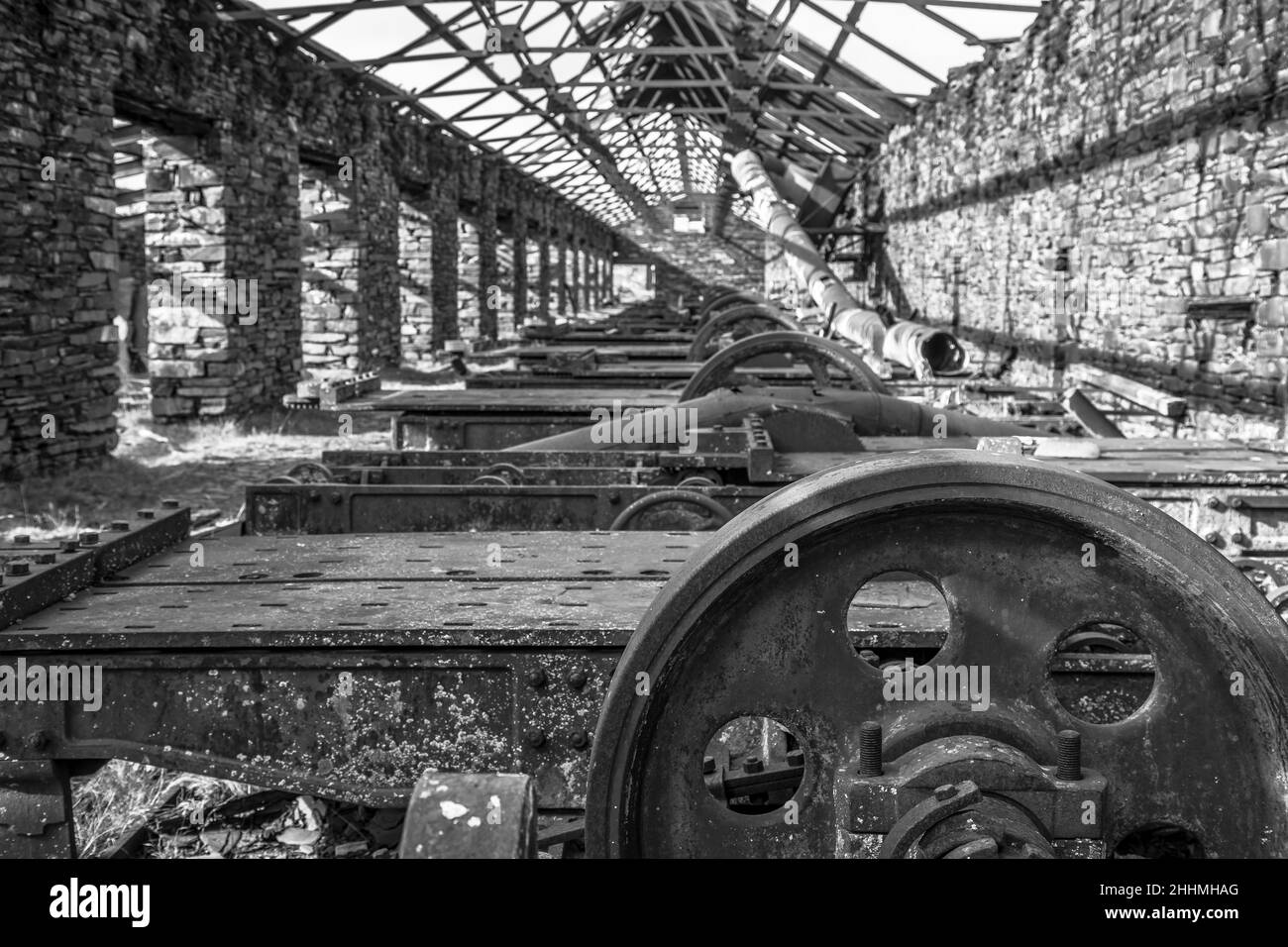 Disused slate quarry mill saw beds. Slate cutting beds, mill house ...