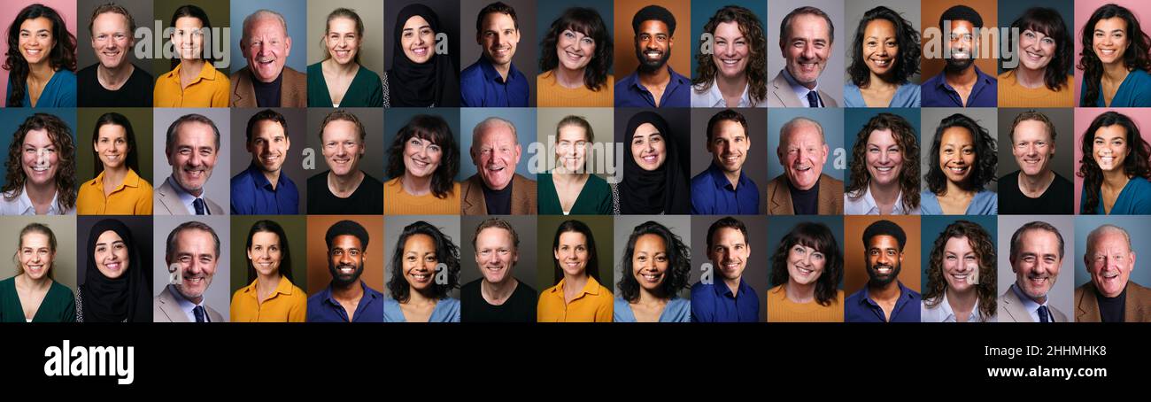 Group of people in a collage Stock Photo - Alamy