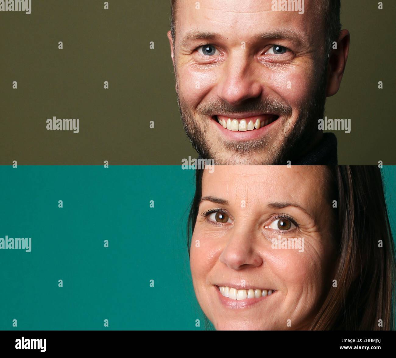 Group of people in a collage Stock Photo - Alamy