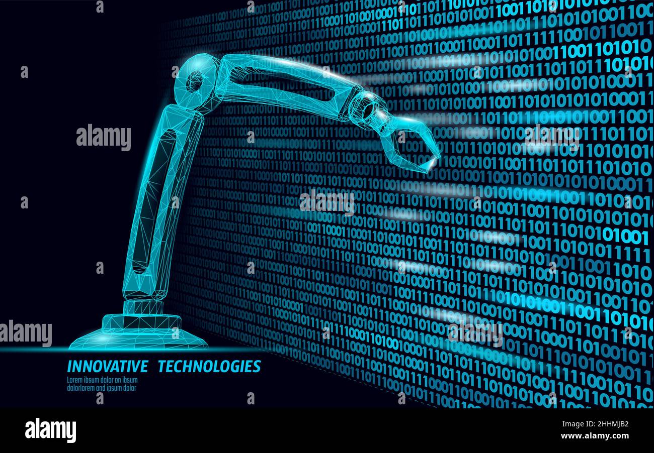 Robot arm low poly manipulator. Part construct assembly triangle shape ...