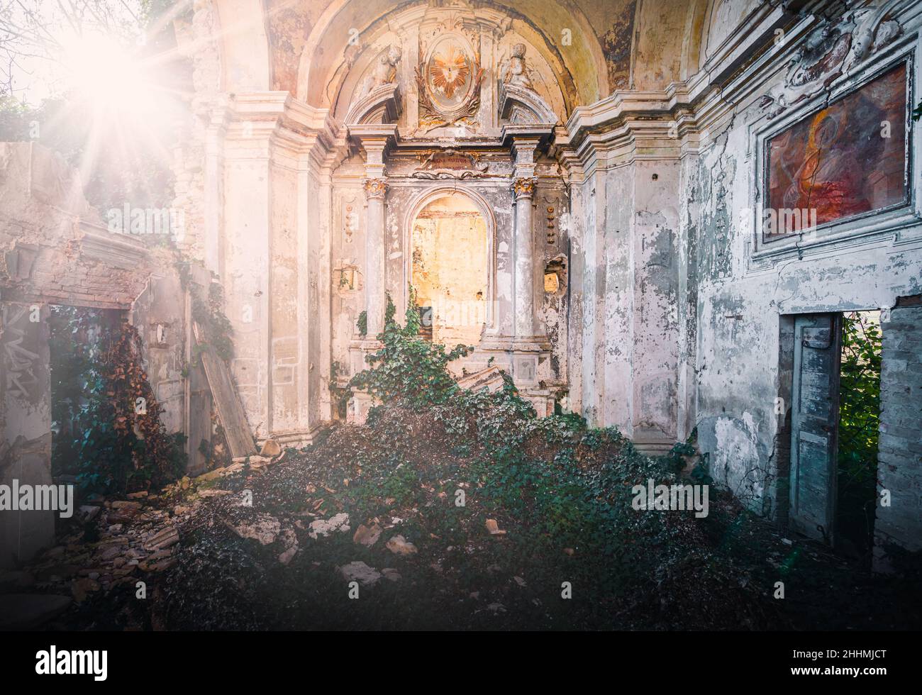 Abandoned Italian Church in Heavy Decay and Disrepair Stock Photo - Alamy