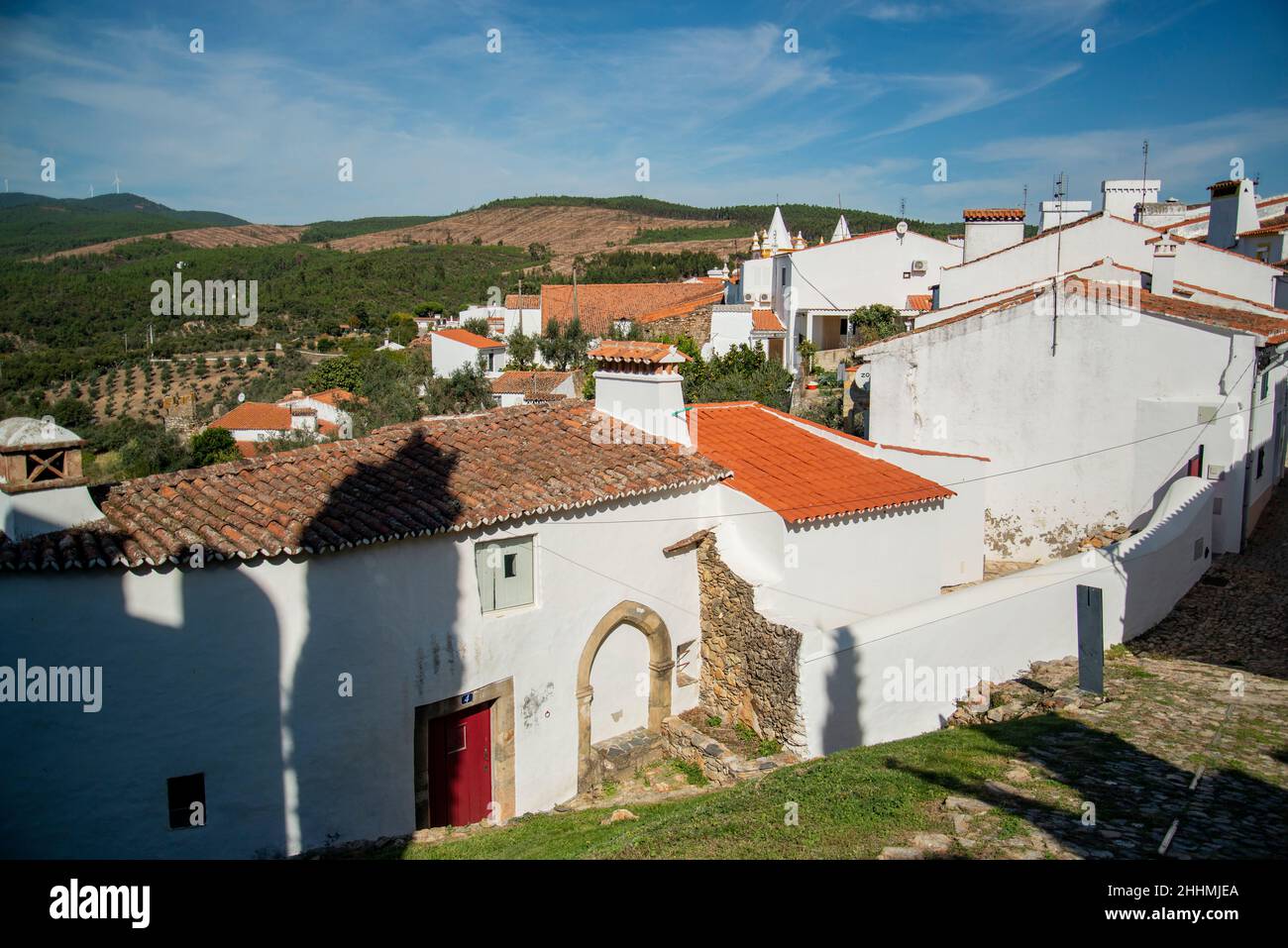 a view of the old Town of Alegrete in Alentejo in Portugal. Portugal ...