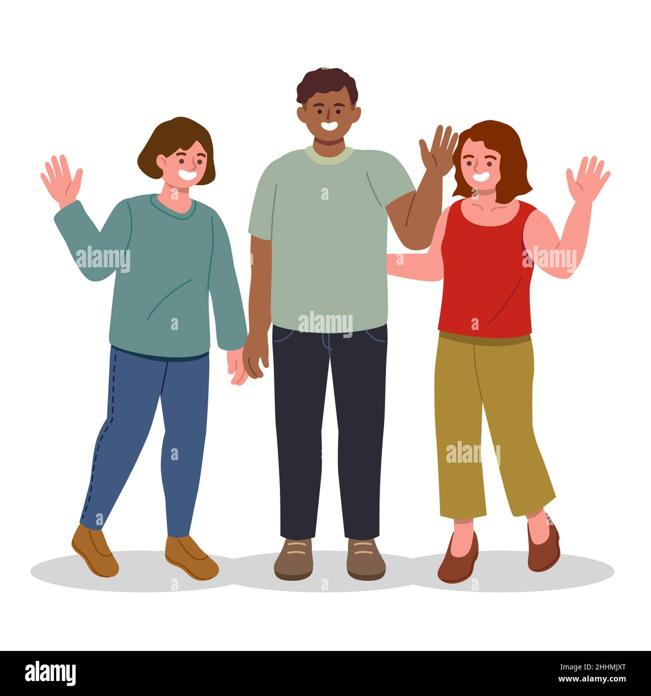 Hand drawn flat design people waving illustration Vector illustration ...