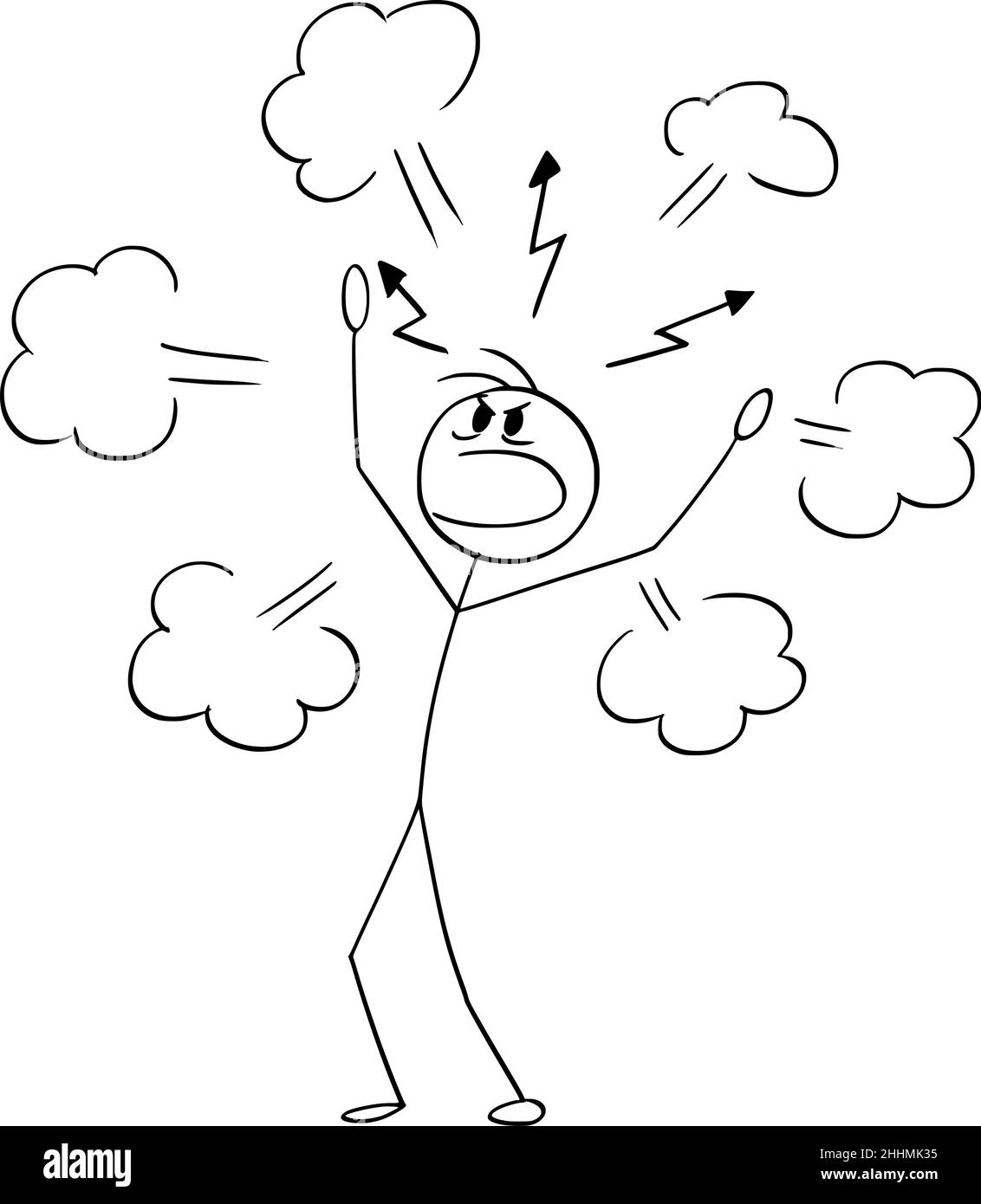 Angry Person or Businessman , Vector Cartoon Stick Figure Illustration ...