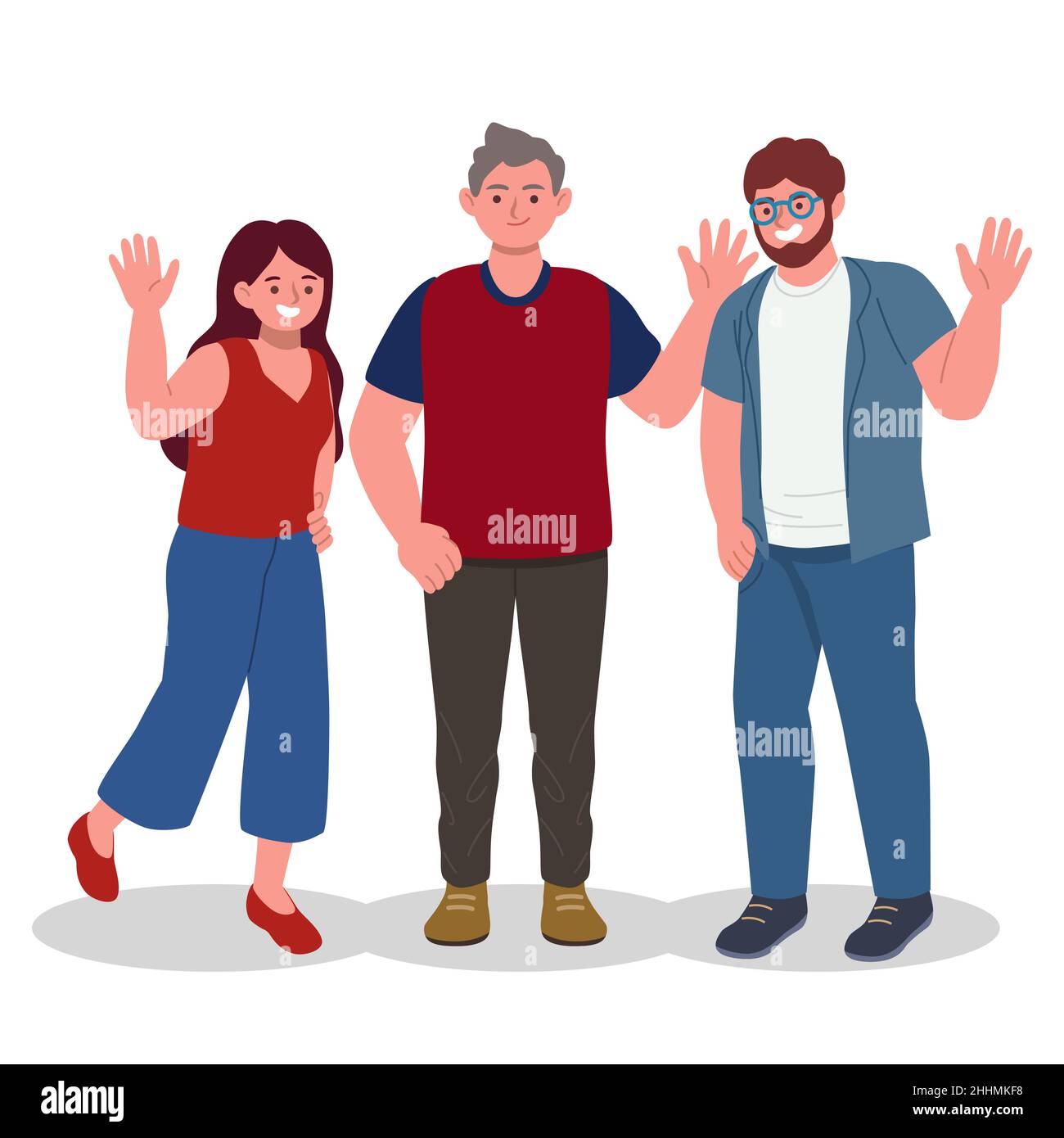 Hand drawn flat design people waving illustration Vector illustration ...