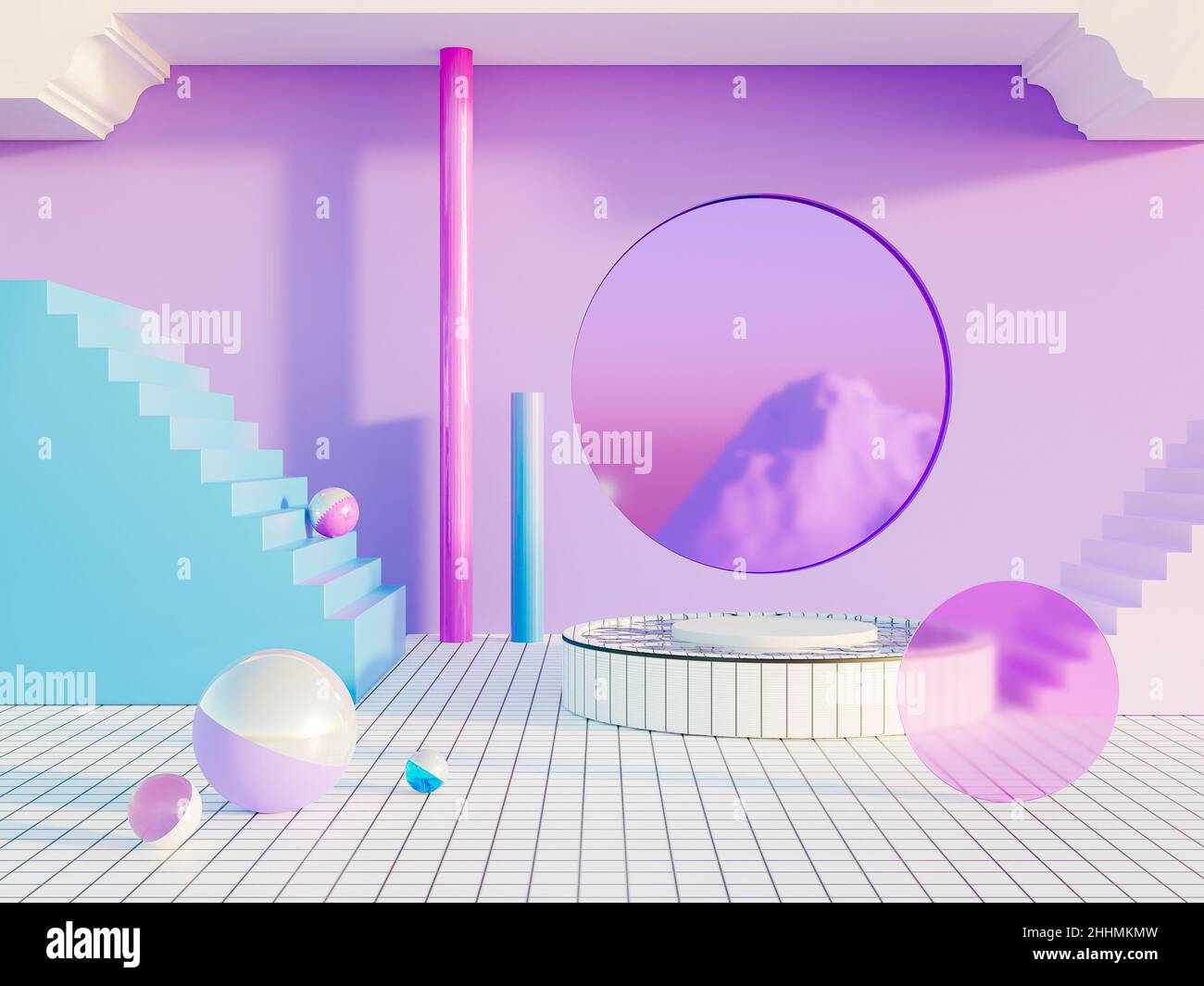 3d render of futuristic metaverse interior design of an apartment ...