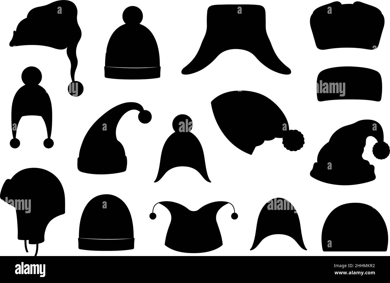 Collection of different winter hats isolated on white Stock Vector ...
