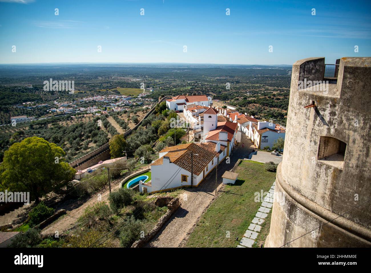 the Castelo de Evoramonte with the Village of Evoramonte in Alentejo in ...