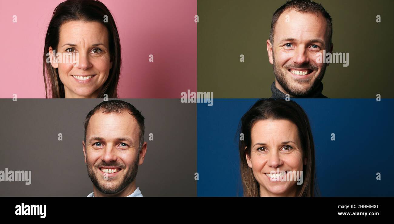 Group of people in a collage Stock Photo - Alamy