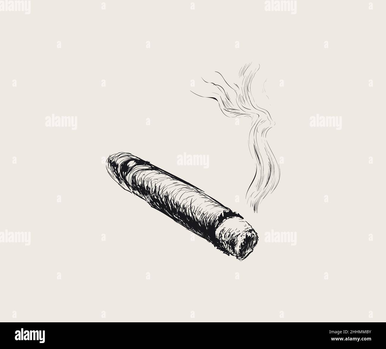 Smoking Cigar Hand Drawn Sketch Vector illustration Stock Vector Image ...