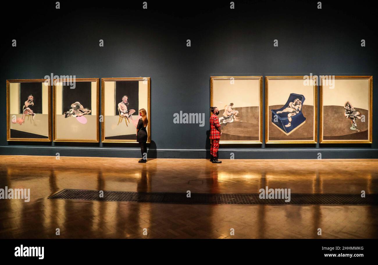London UK 25 January 2022 Triptych August 1972, 1972 oil on sand on ...