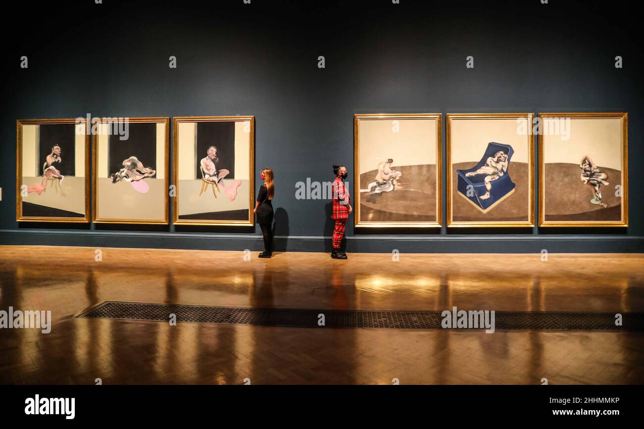 London UK 25 January 2022 Triptych August 1972, 1972 oil on sand on ...