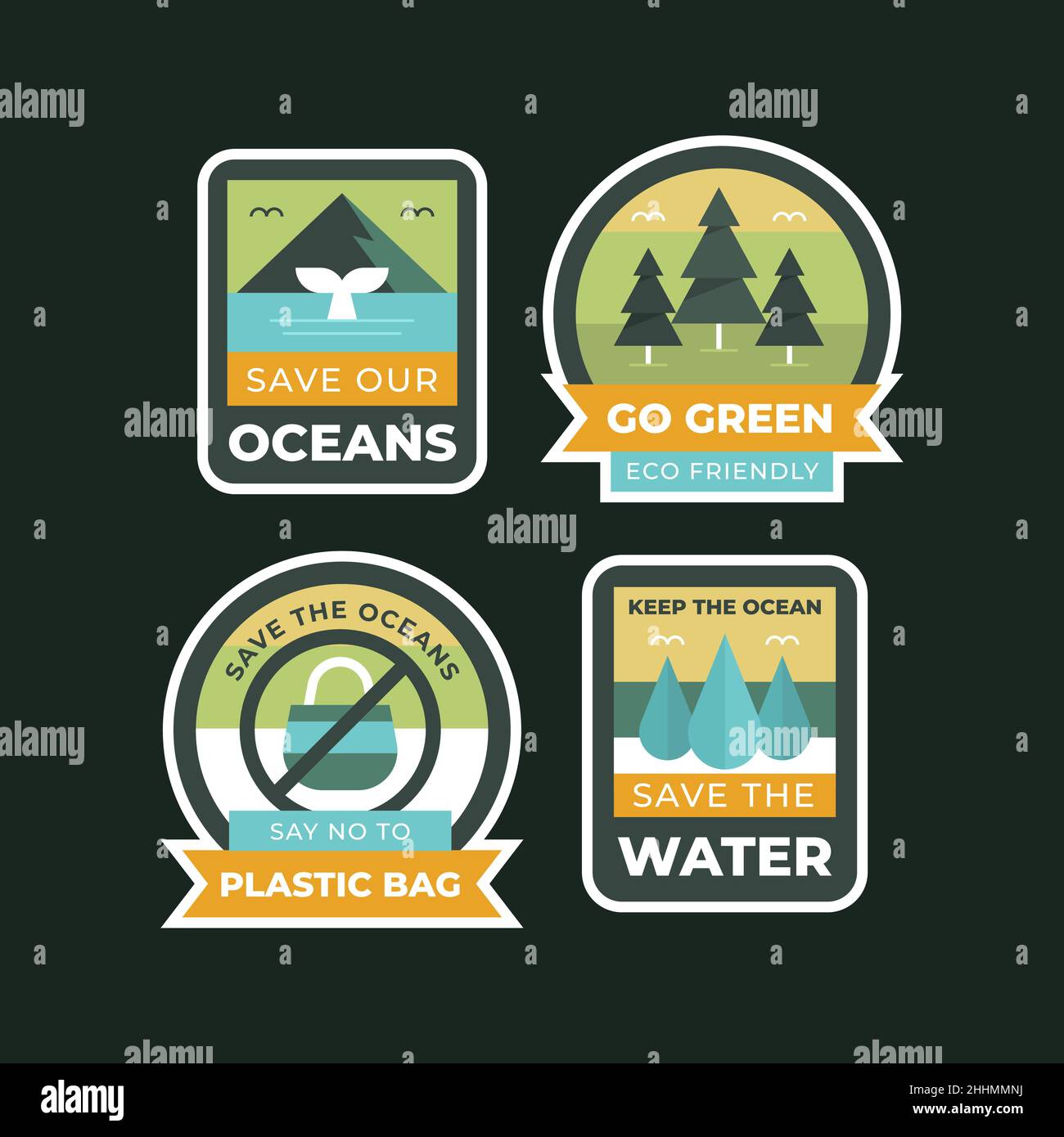 Flat design ecology badges Vector illustration Stock Vector Image & Art ...