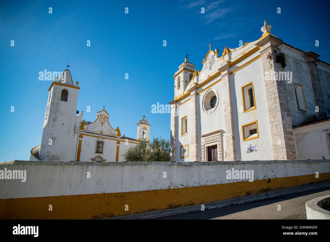 the Igreja of Matriz de Veiros or Igreja de sao Salvador, left, and the ...