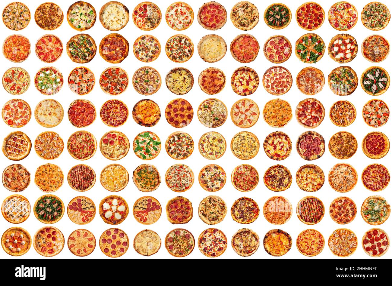 Isolated assorted variety of pizza group collage Stock Photo - Alamy