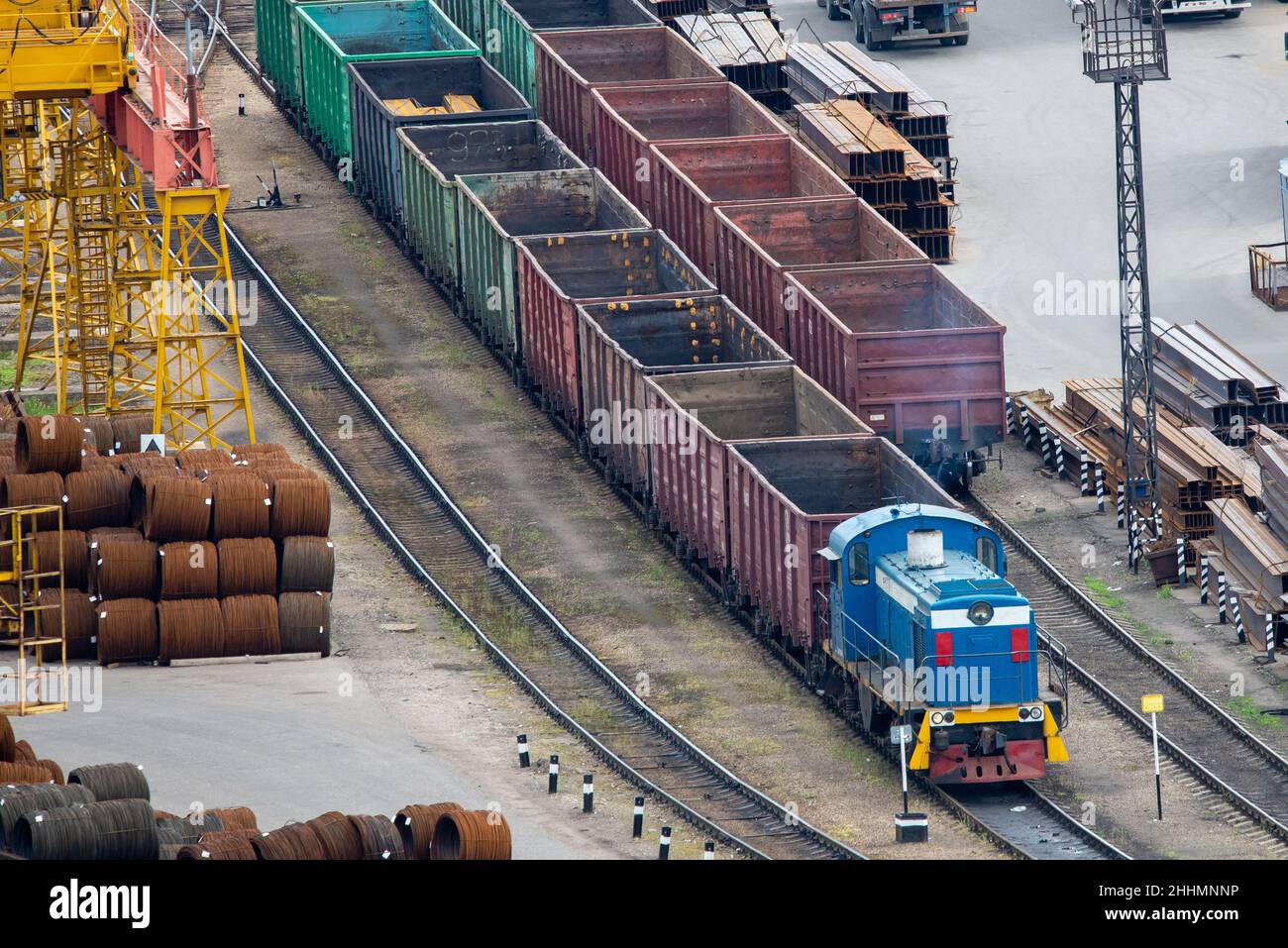 Business Logistics and transportation concept of Cargo train and truck ...