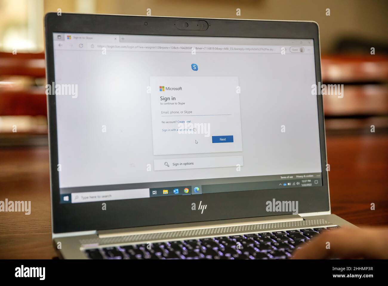 Greece Athens, January 24 2022. Skype Microsoft communication app logo ...