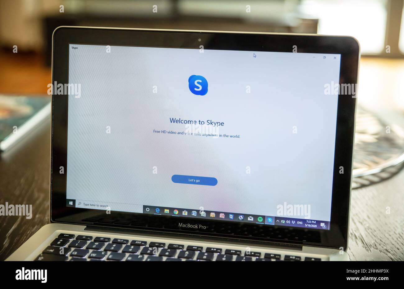 Greece Athens, January 24 2022. Skype Microsoft communication app logo ...