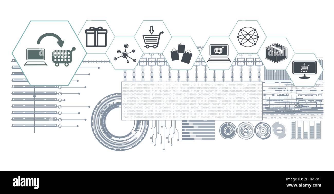 Concept of e-commerce with connected icons Stock Photo - Alamy
