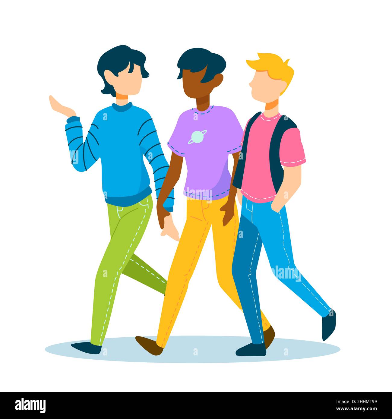 Hand drawn flat design crowd of people walking illustration Vector illustration Stock Vector ...