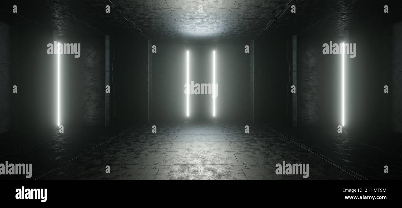 SciFi Empty Hallway Corridor Room Garage Studio Dance Glowing Disco ...