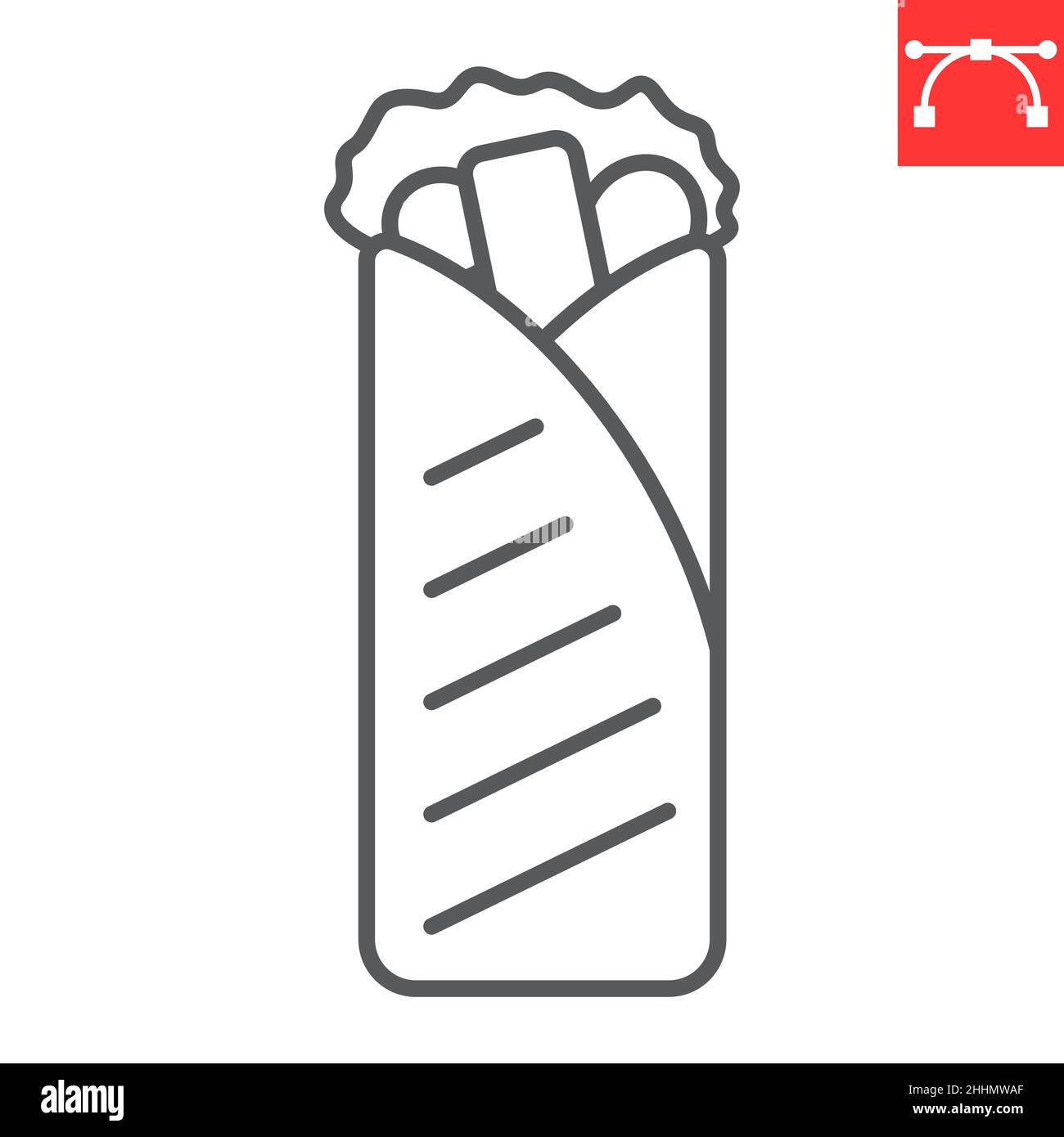 Shawarma line icon, junk food and fast food, shawarma vector icon ...