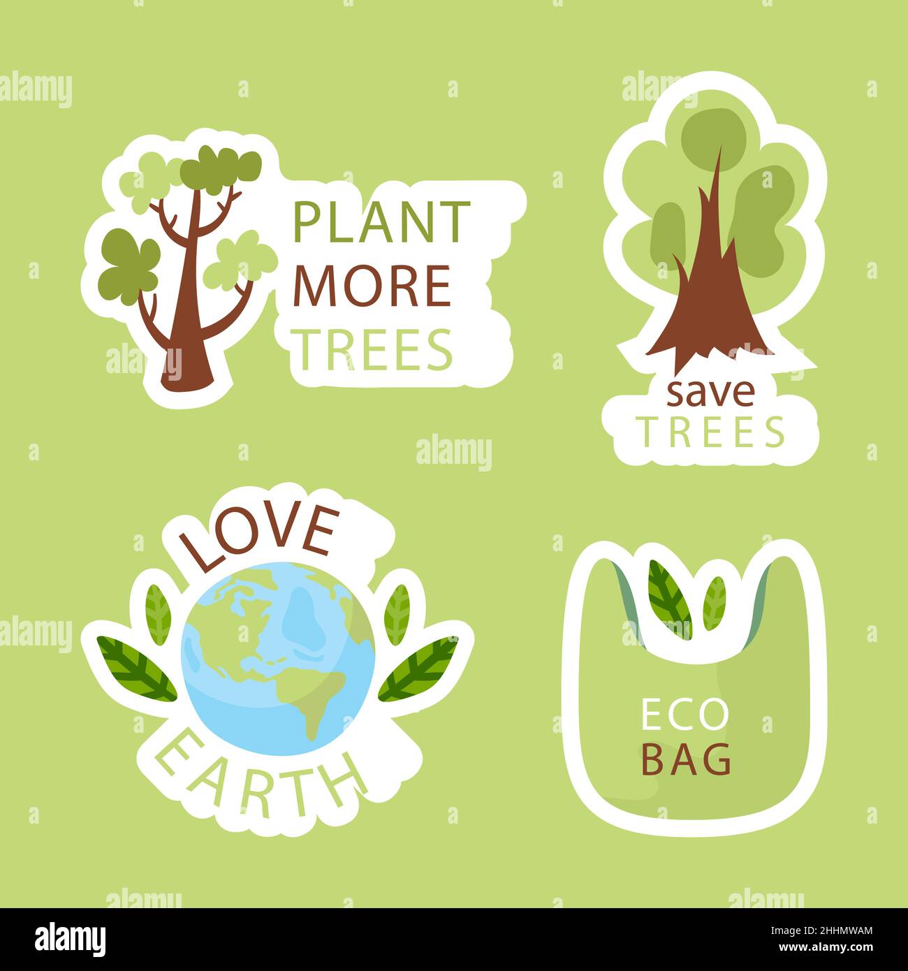 Hand drawn flat design ecology badges Vector illustration Stock Vector ...