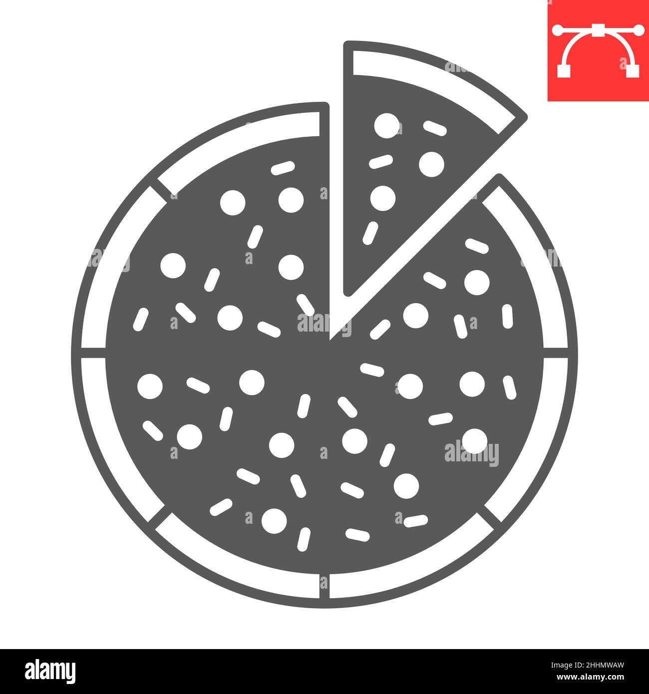 Pizza glyph icon, junk food and italian, pizza slice vector icon, vector graphics, editable ...