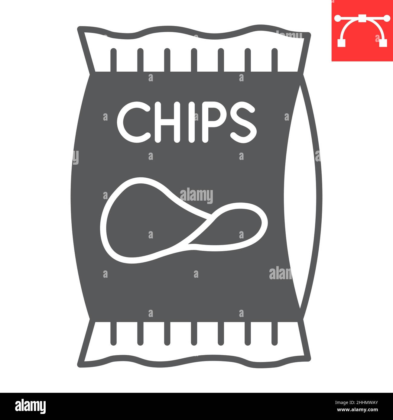 Potato chips glyph icon, junk food and snack, potato chips vector icon ...