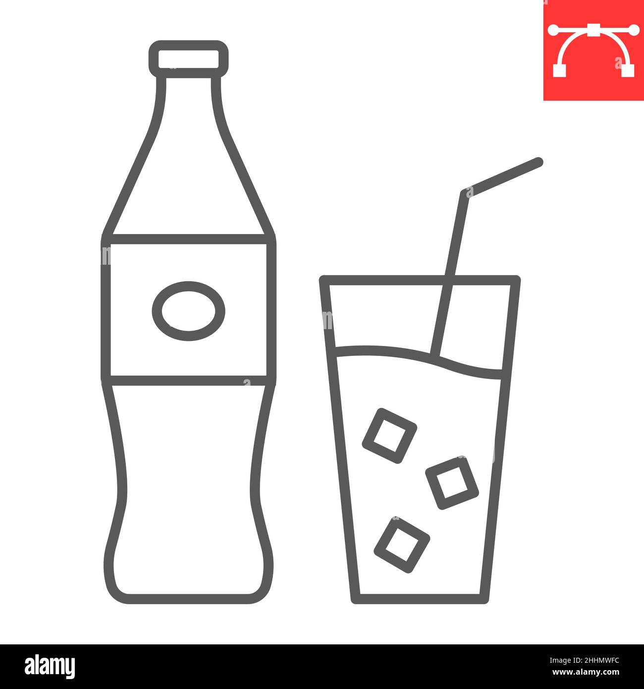 Cola bottle line icon, soda and beverage, lemonade vector icon, vector ...