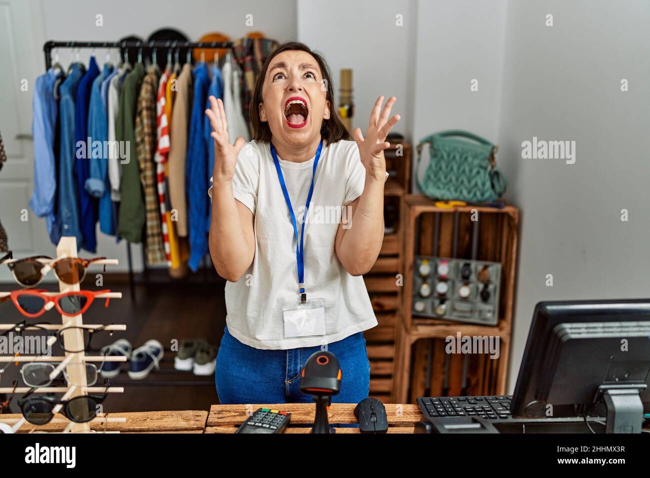 Mature woman working shop stressed hi-res stock photography and images ...