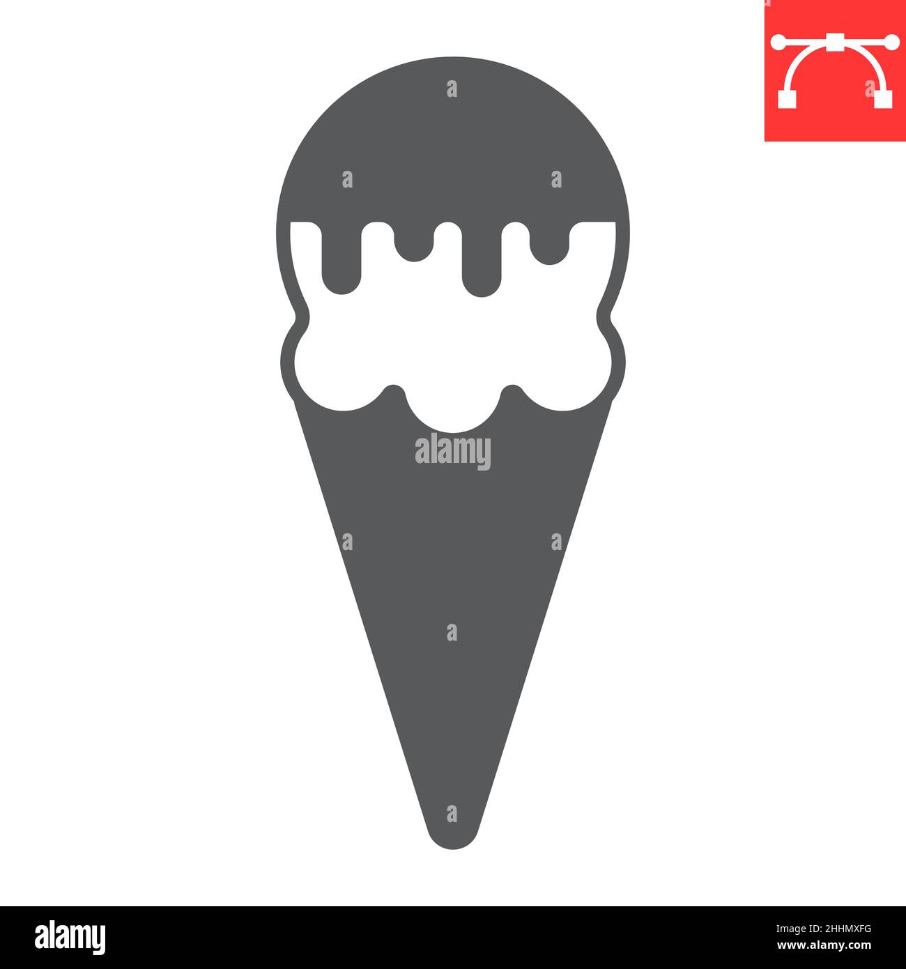 Ice cream glyph icon, frozen and sweet, ice cream cone vector icon ...