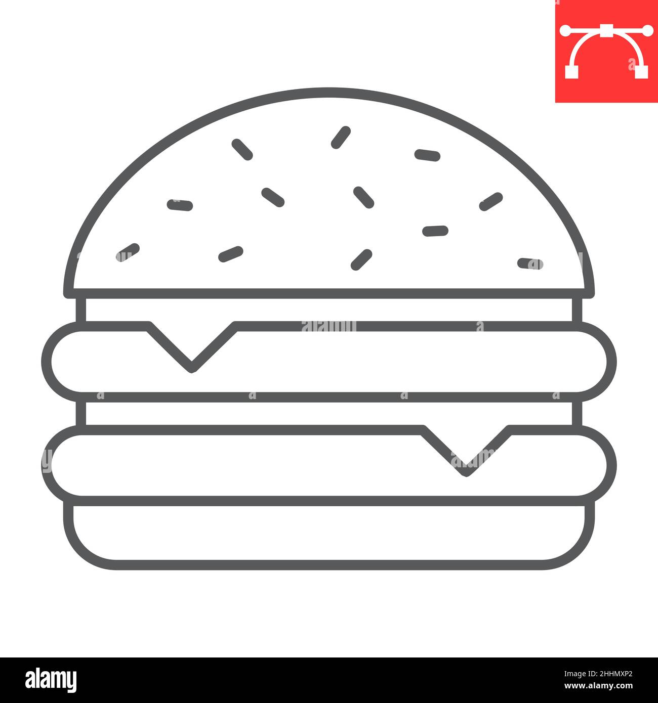 Double cheeseburger line icon, junk food and fast food, double burger ...