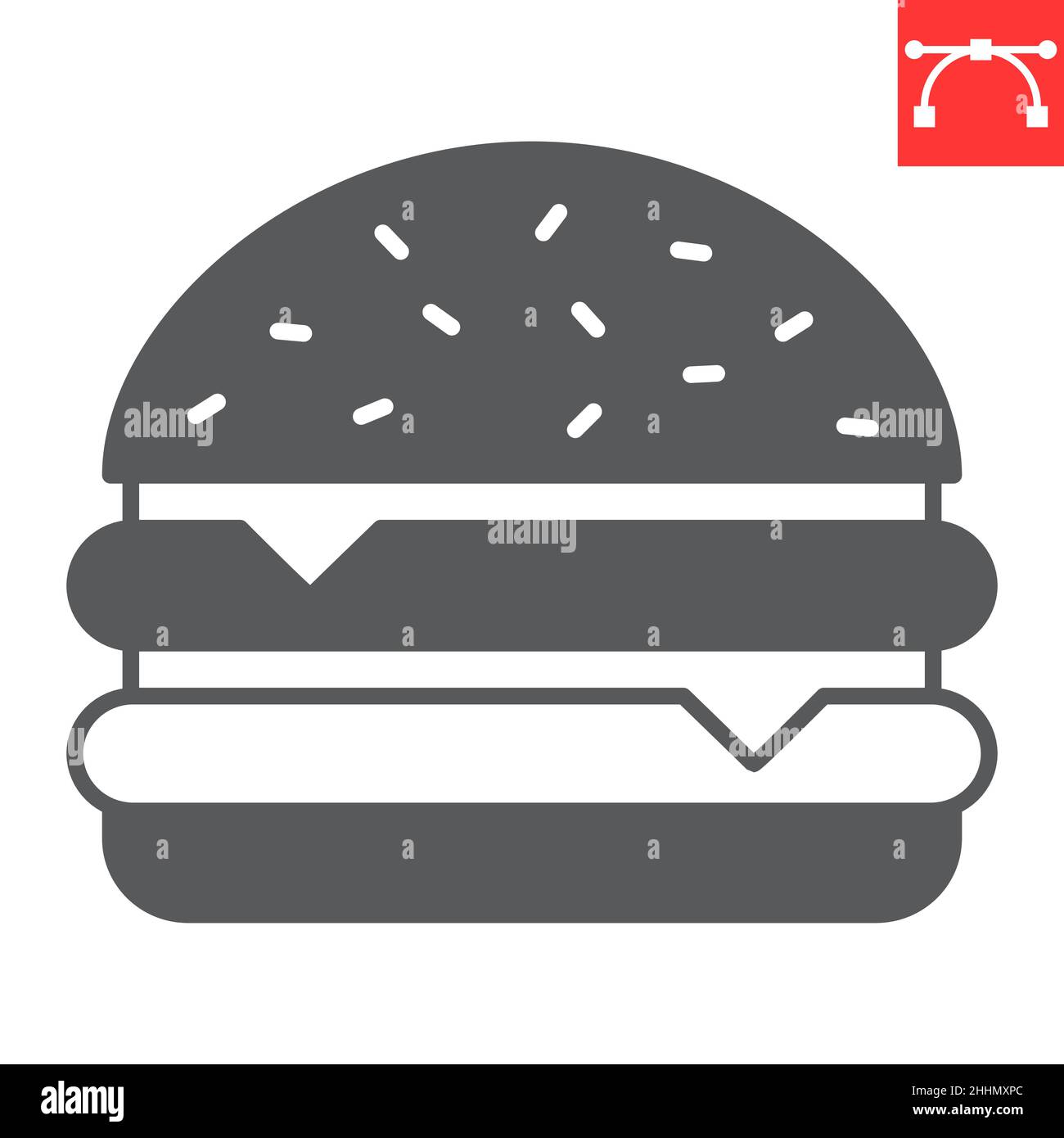 Double cheeseburger glyph icon, junk food and fast food, double burger ...