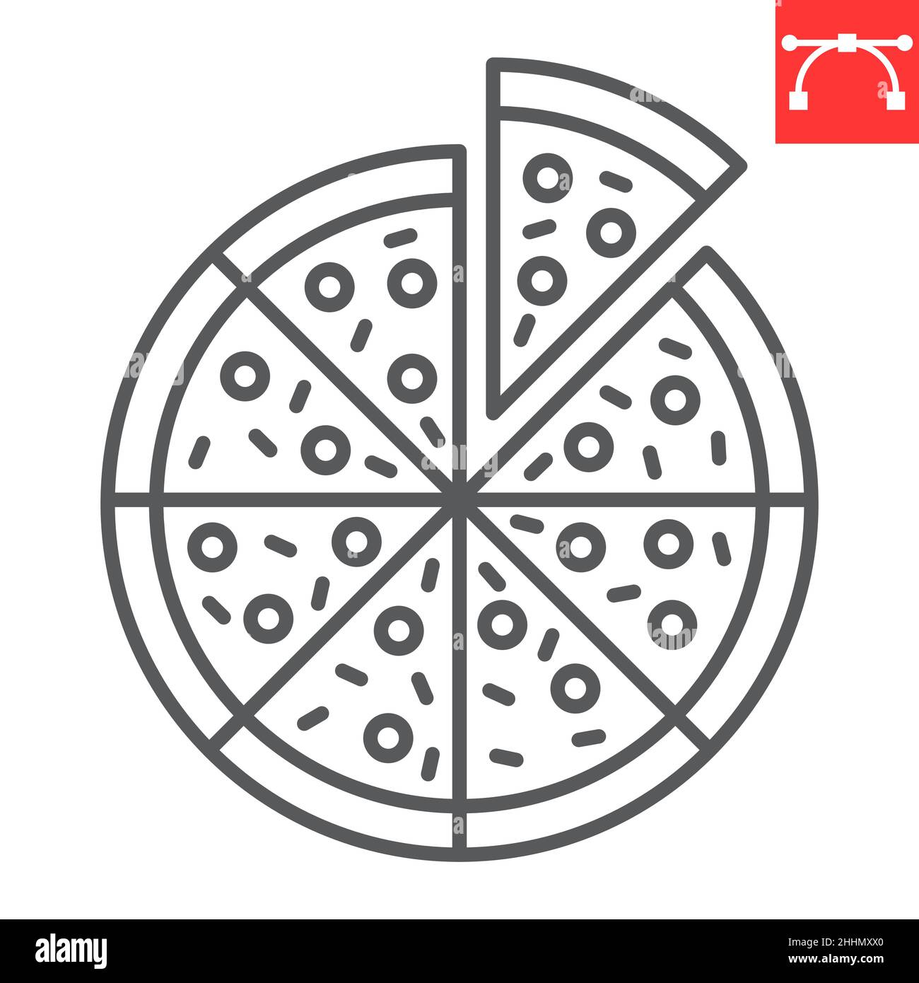 Pizza line icon, junk food and italian, pizza slice vector icon, vector ...