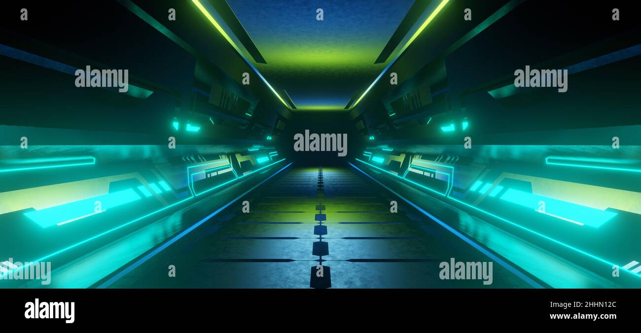 Abstract Futuristic Cyber Virtual Reality Futuristic Industrial Room ...